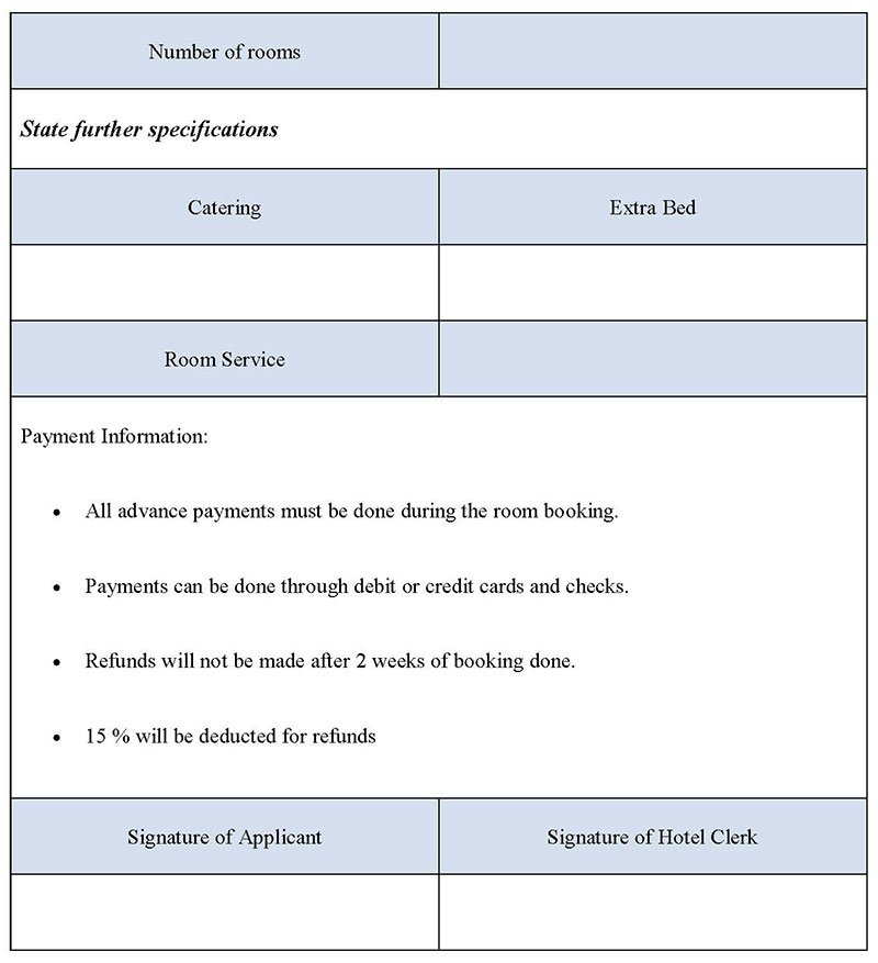 Hotel Reservation Booking Form | Editable PDF Forms