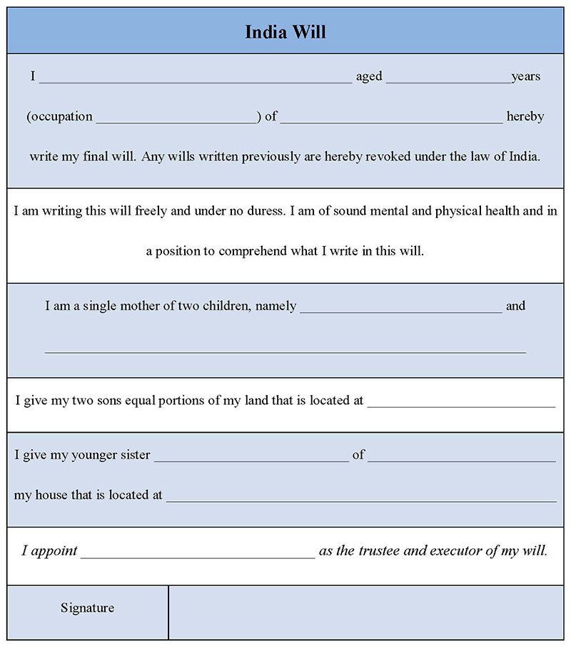 India Will Form | Editable PDF Forms