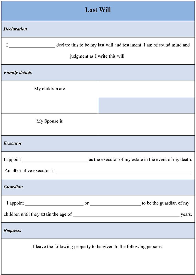 Last Will Form | Editable PDF Forms
