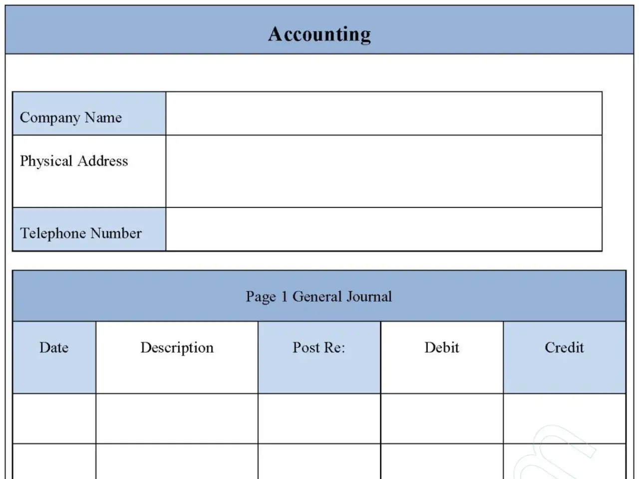 Blank Accounting Fillable PDF Form | Editable PDF Forms