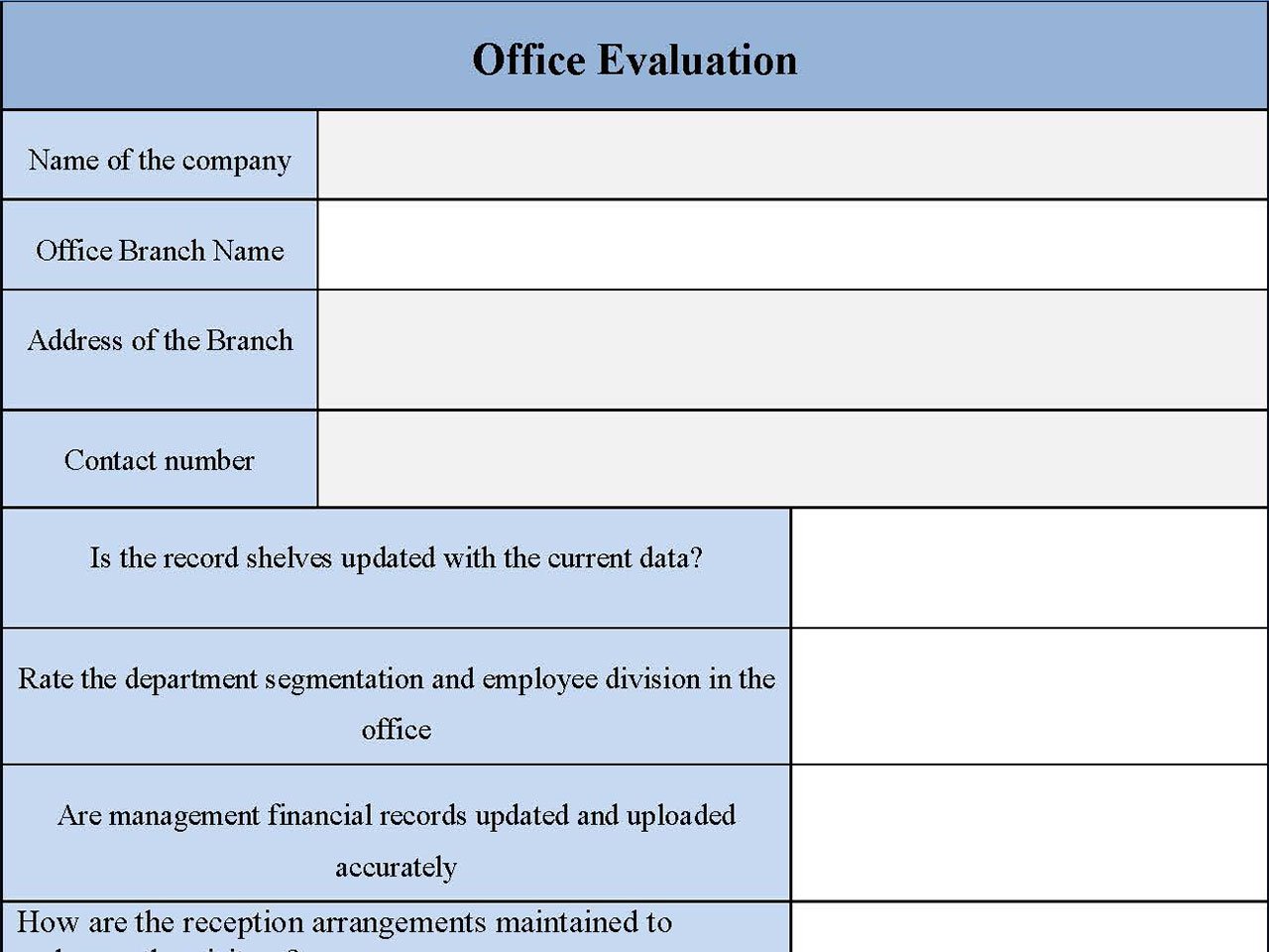 Office Evaluation Form | Editable PDF Forms