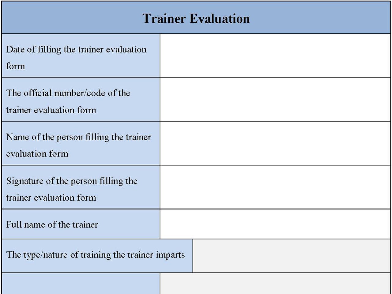 Trainer Evaluation Form Editable Pdf Forms