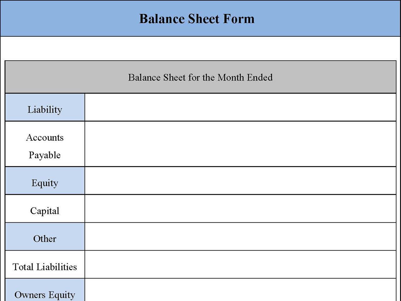Balance Sheet Form | Editable PDF Forms