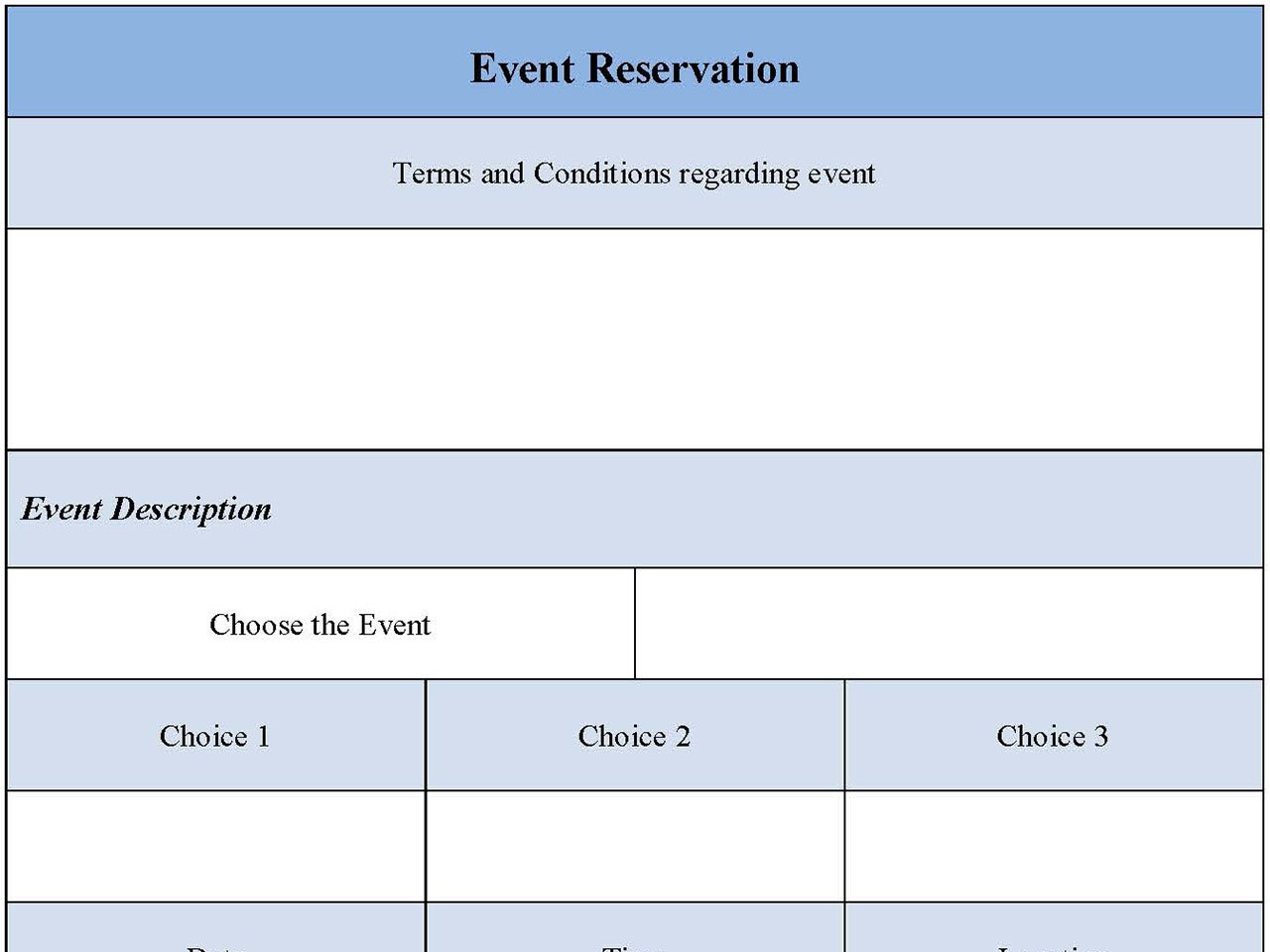 Event Reservation Form | Editable PDF Forms