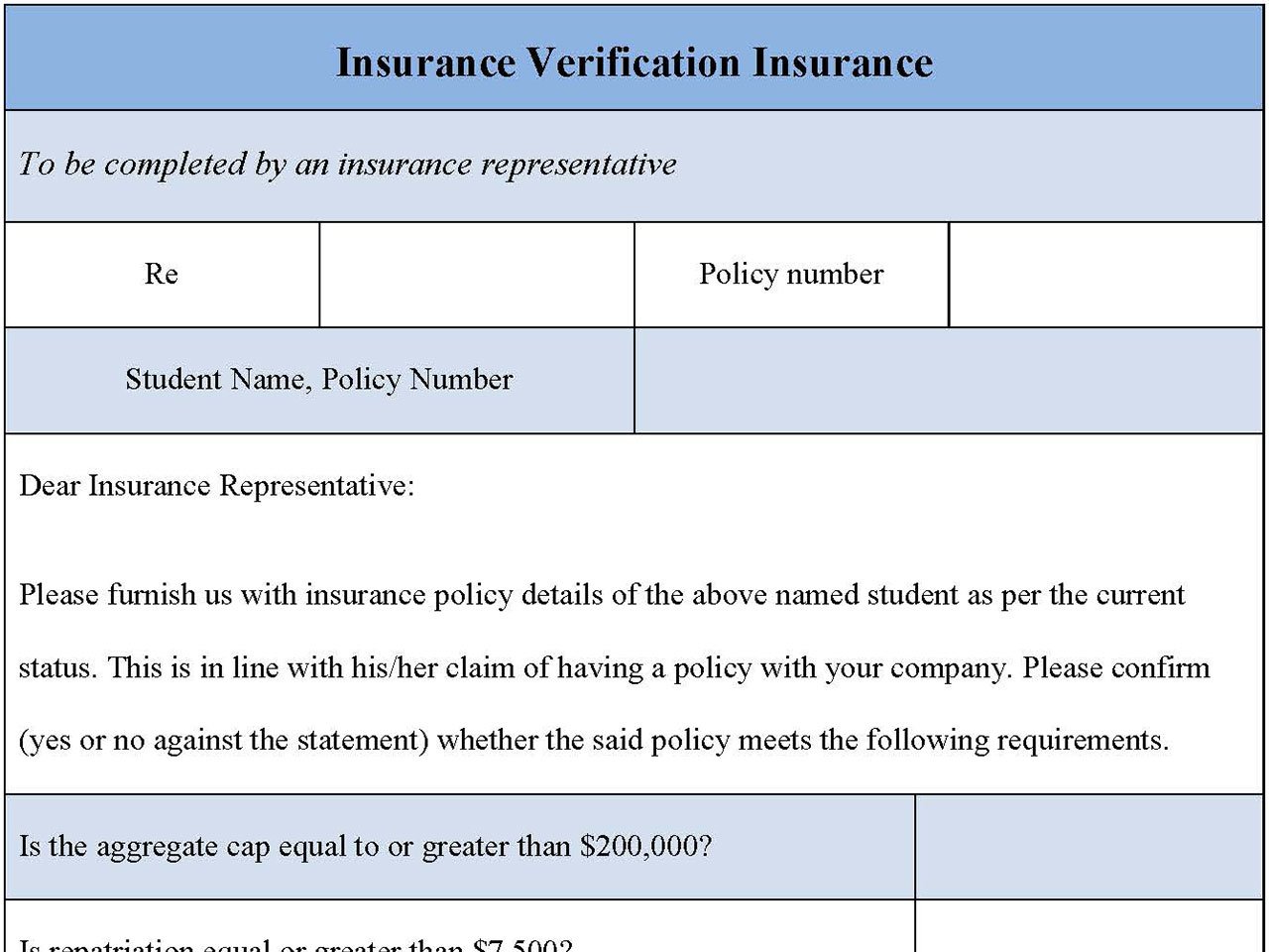 Insurance Verification Form | Editable PDF Forms Insurance Verification Form | Editable PDF Forms