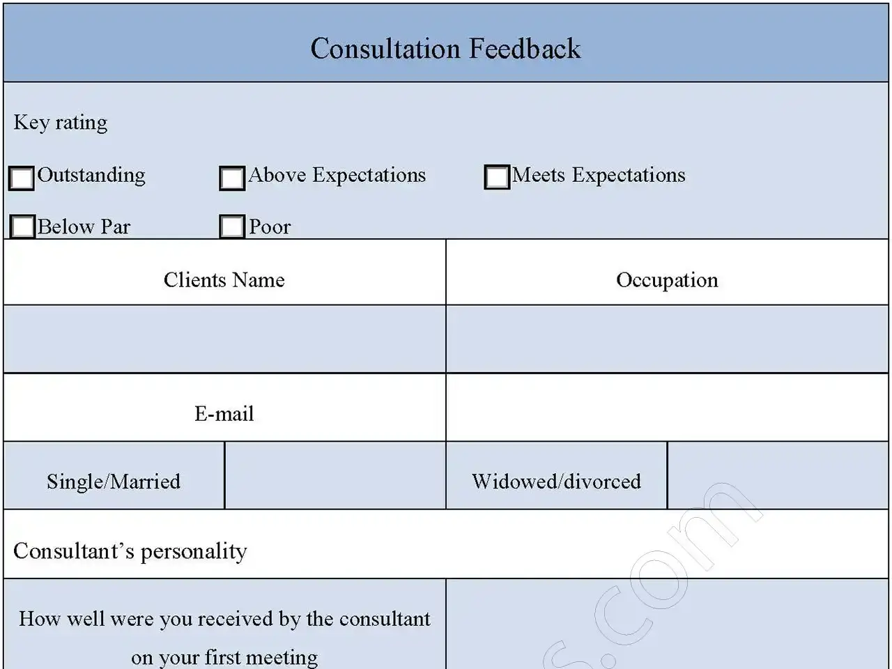 Consultation Feedback Fillable PDF Form | Editable PDF Forms