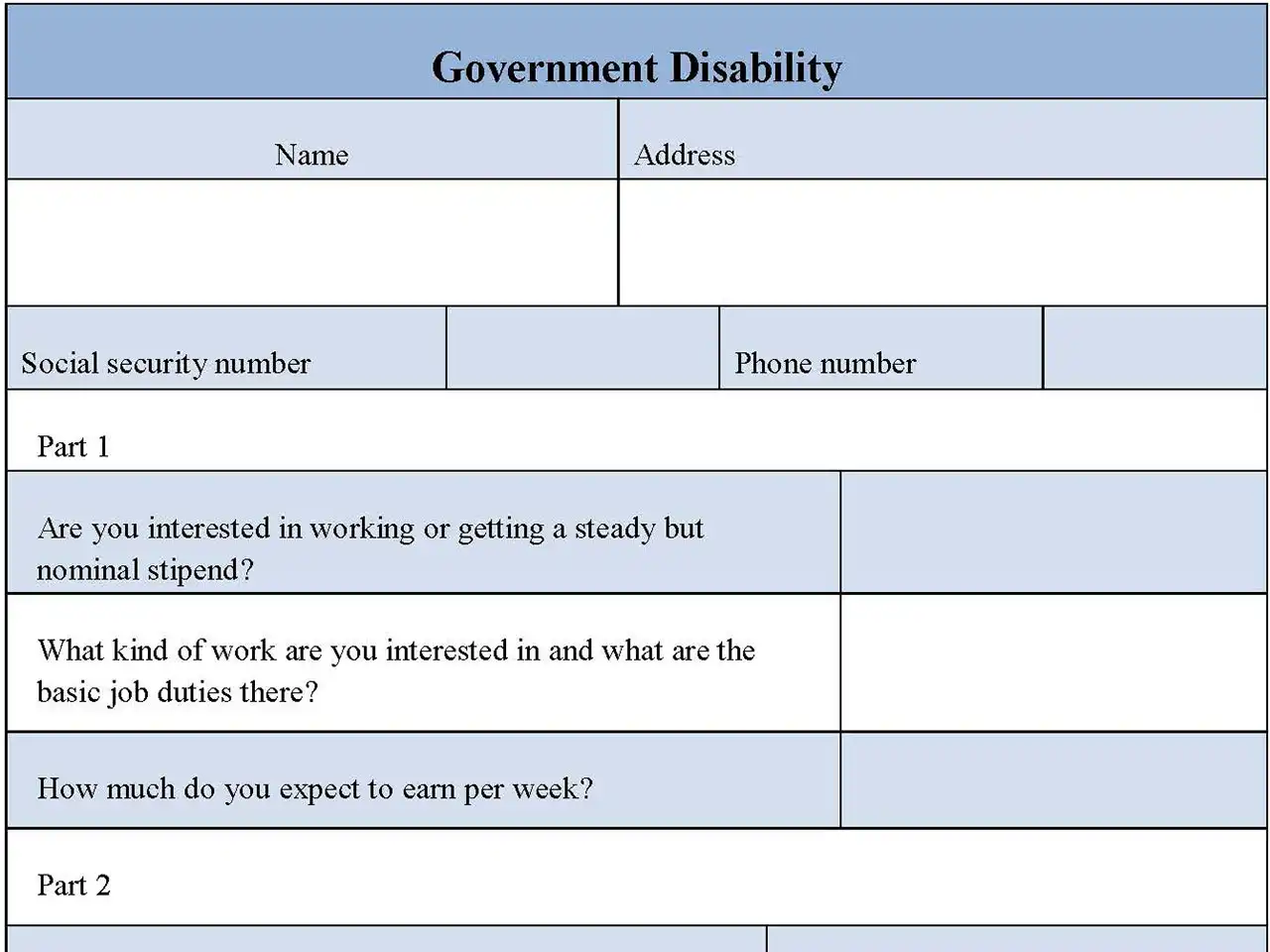 Government Disability Form | Editable PDF Forms Government Disability Form | Editable PDF Forms