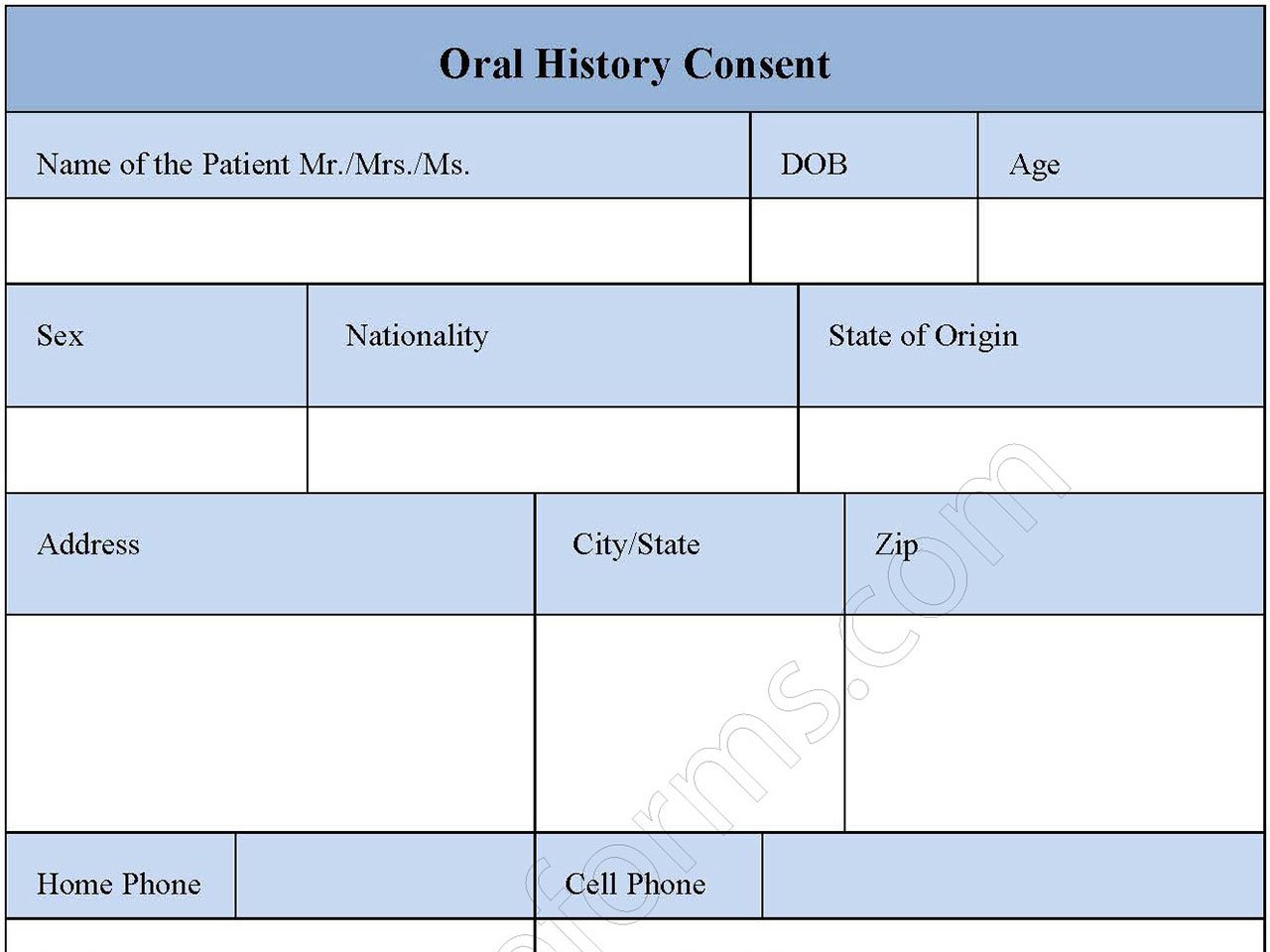 Oral History Consent Form | Editable PDF Forms