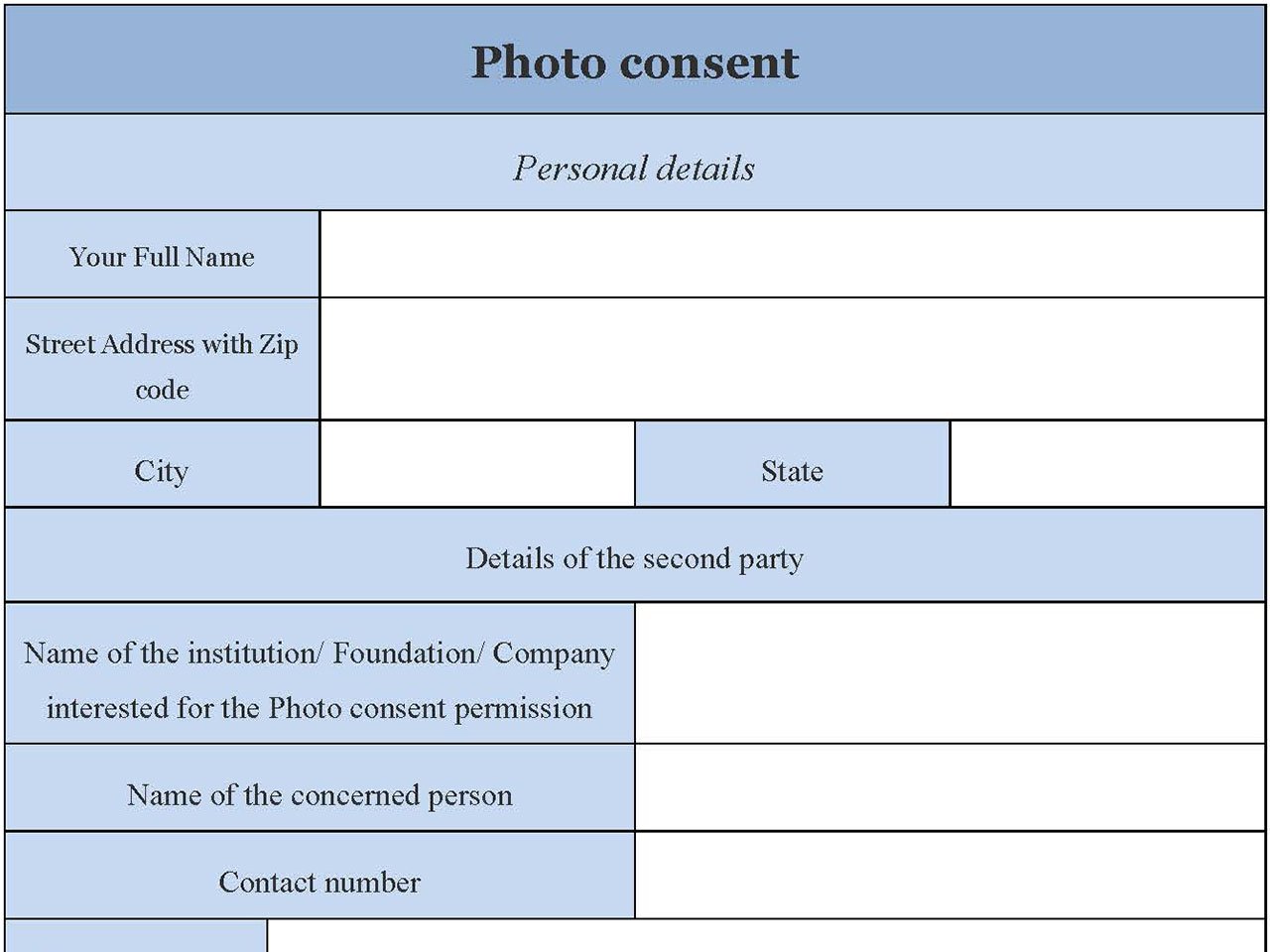 Photo consent form | Editable PDF Forms