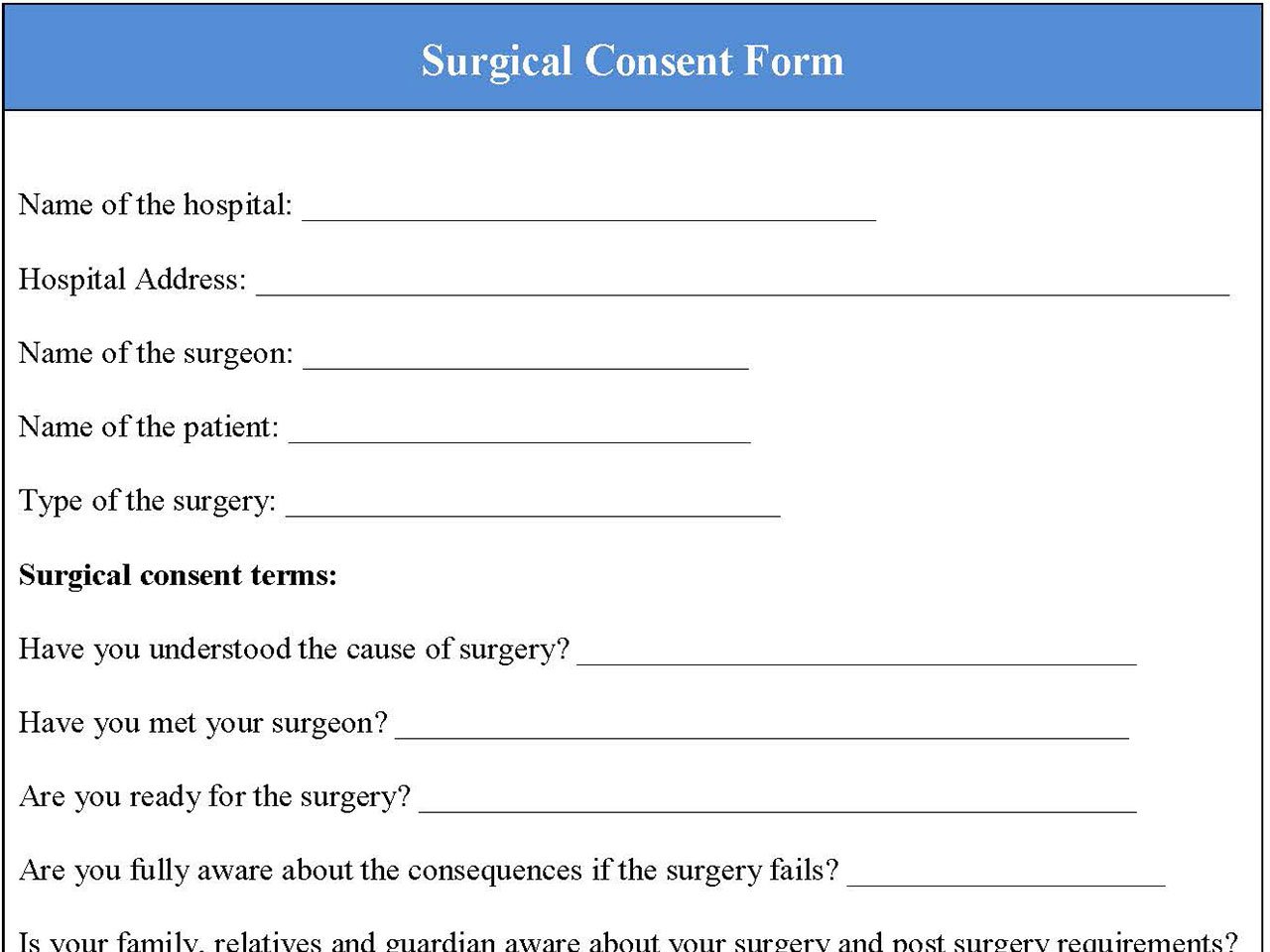 Surgical consent form | Editable PDF Forms