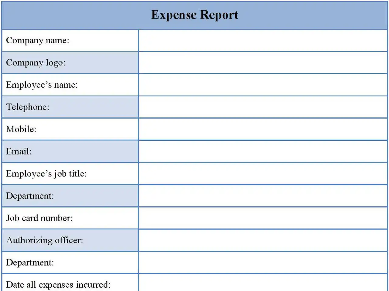 Expense Report Form Template | Editable PDF Forms