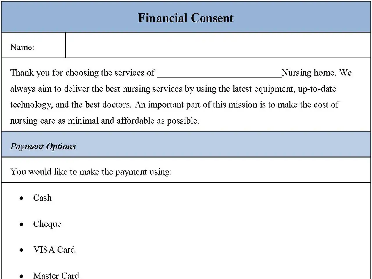 Financial Consent Form | Editable PDF Forms