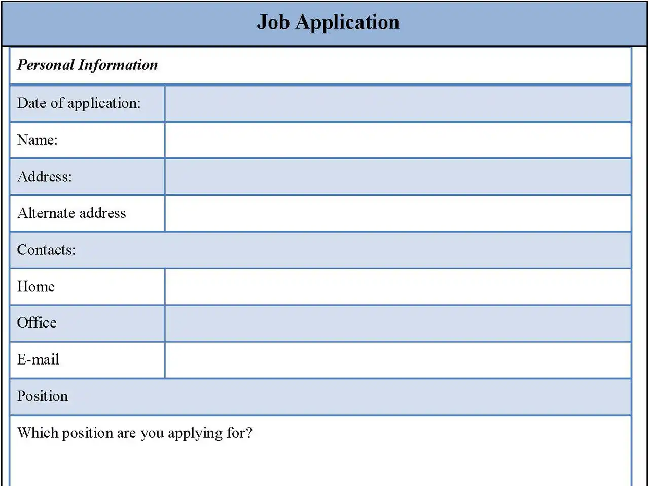 Free Job Application Form | Editable PDF Forms