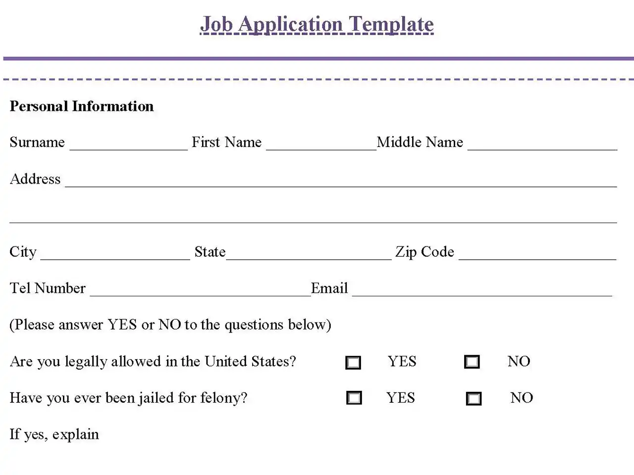 Job Application Template | Editable PDF Forms