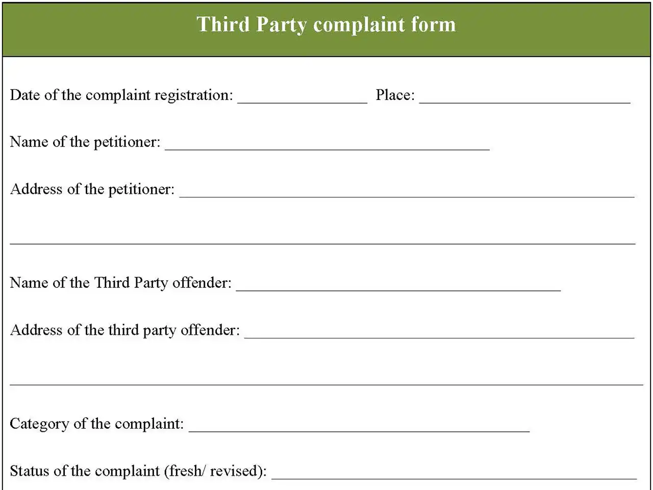 Third-Party complaint form | Editable PDF Forms