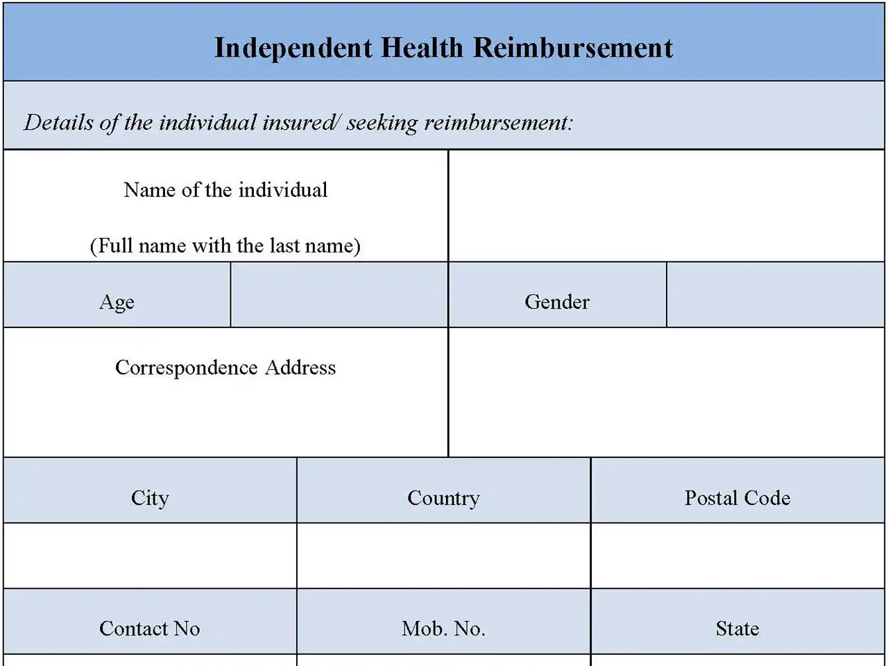 Independent Health Reimbursement Form | Editable PDF Forms