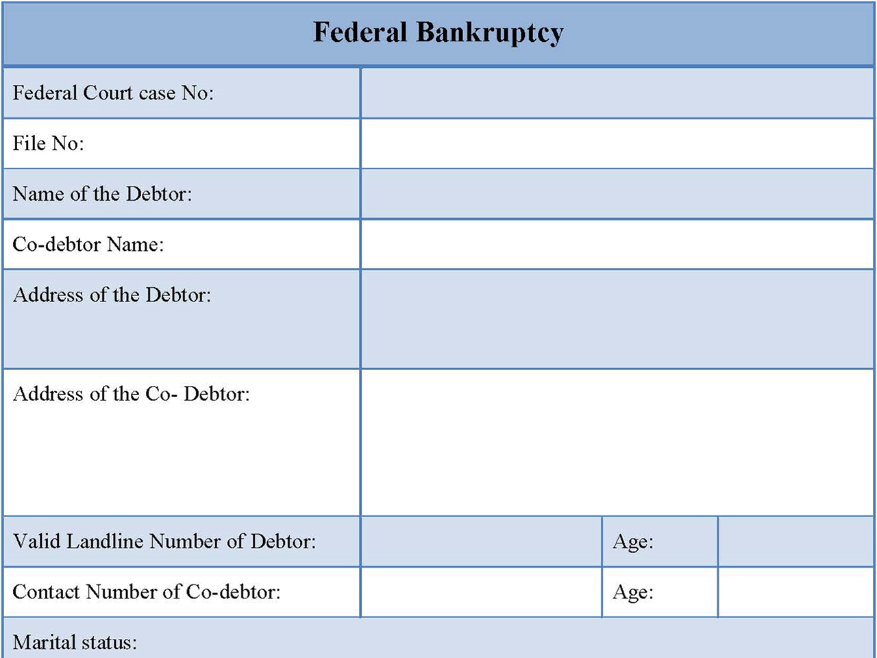 Federal Bankruptcy Form | Editable PDF Forms